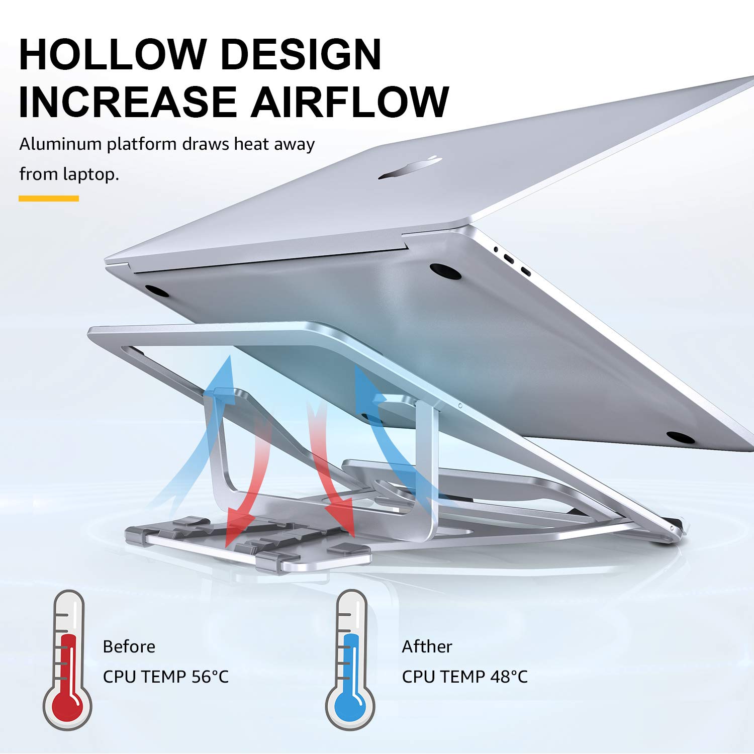 Laptop Stand, Foldable Computer Holder with 5 Adjustable Degrees