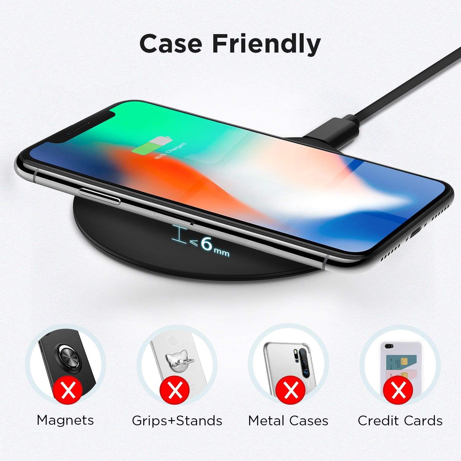 Qi-Certified 15W Max Fast Wireless Charging Pad $5.99