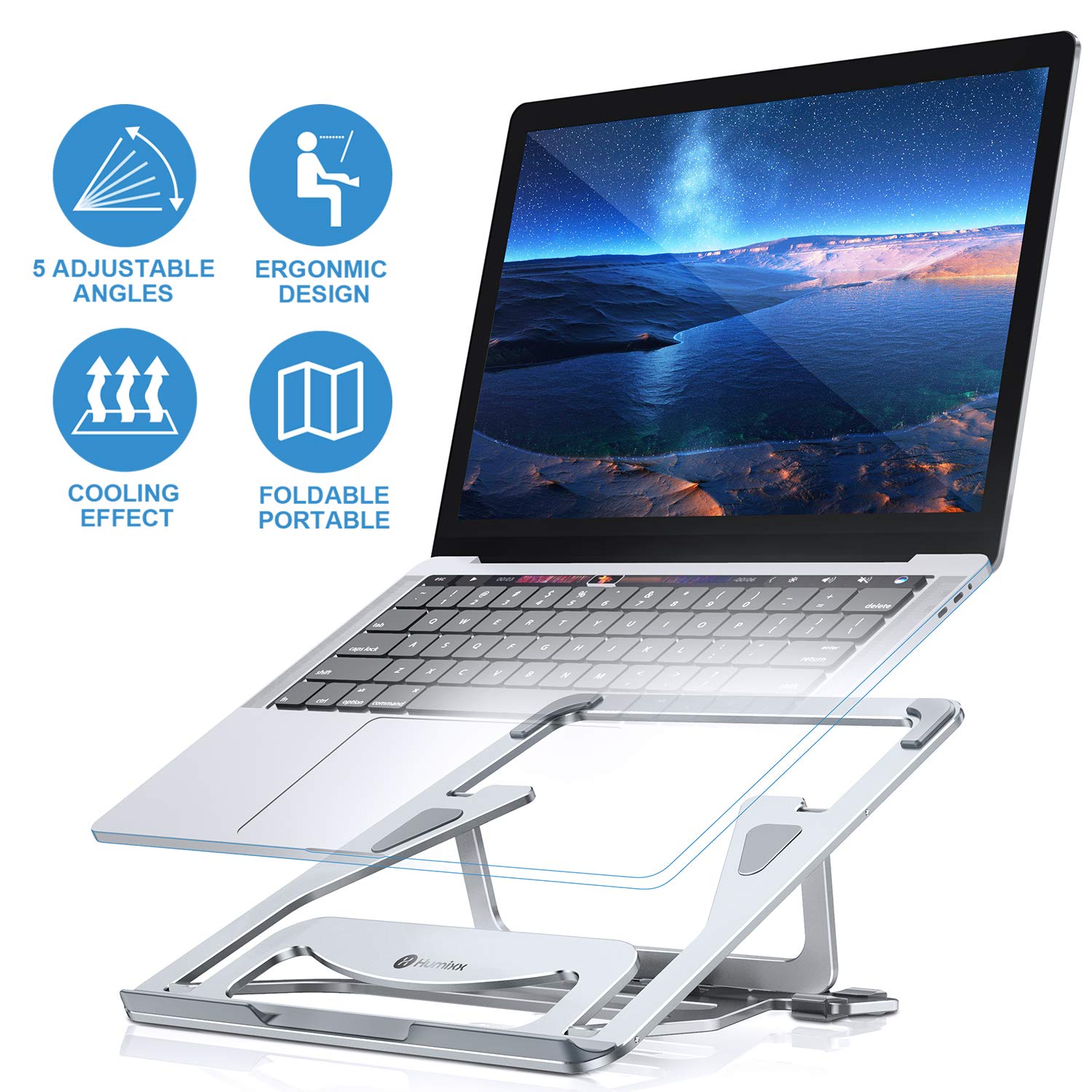 Laptop Stand, Foldable Computer Holder with 5 Adjustable Degrees